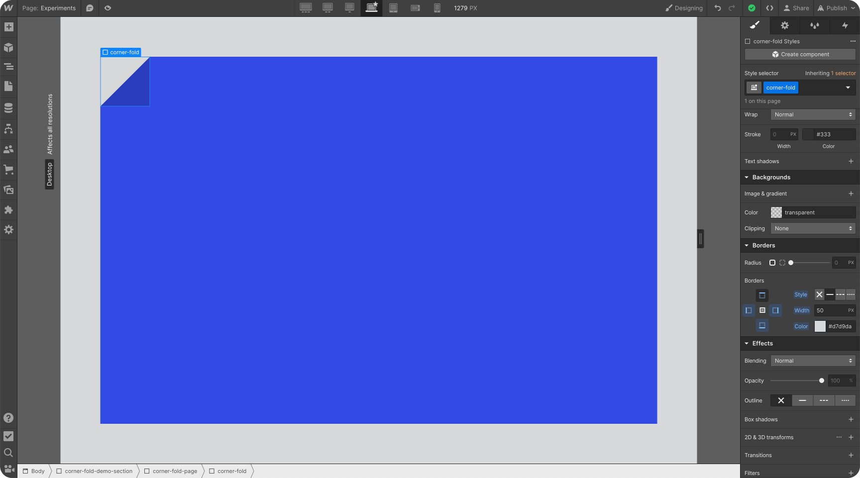 How to add a corner fold in Figma & Webflow